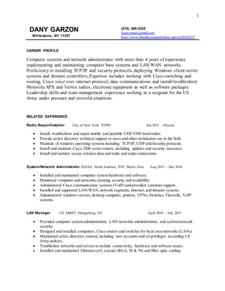 dgarzon_Resume | DOCX | Computer Networking | Computing