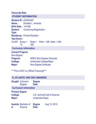 Danielle Almeida Transcript | PDF