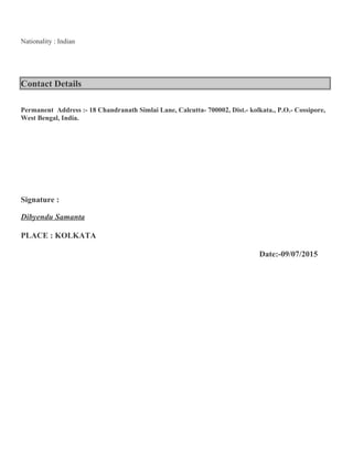 CV_OF_DIBYENDU_SAMANTA | DOC | Business Accounting & Finance | Business