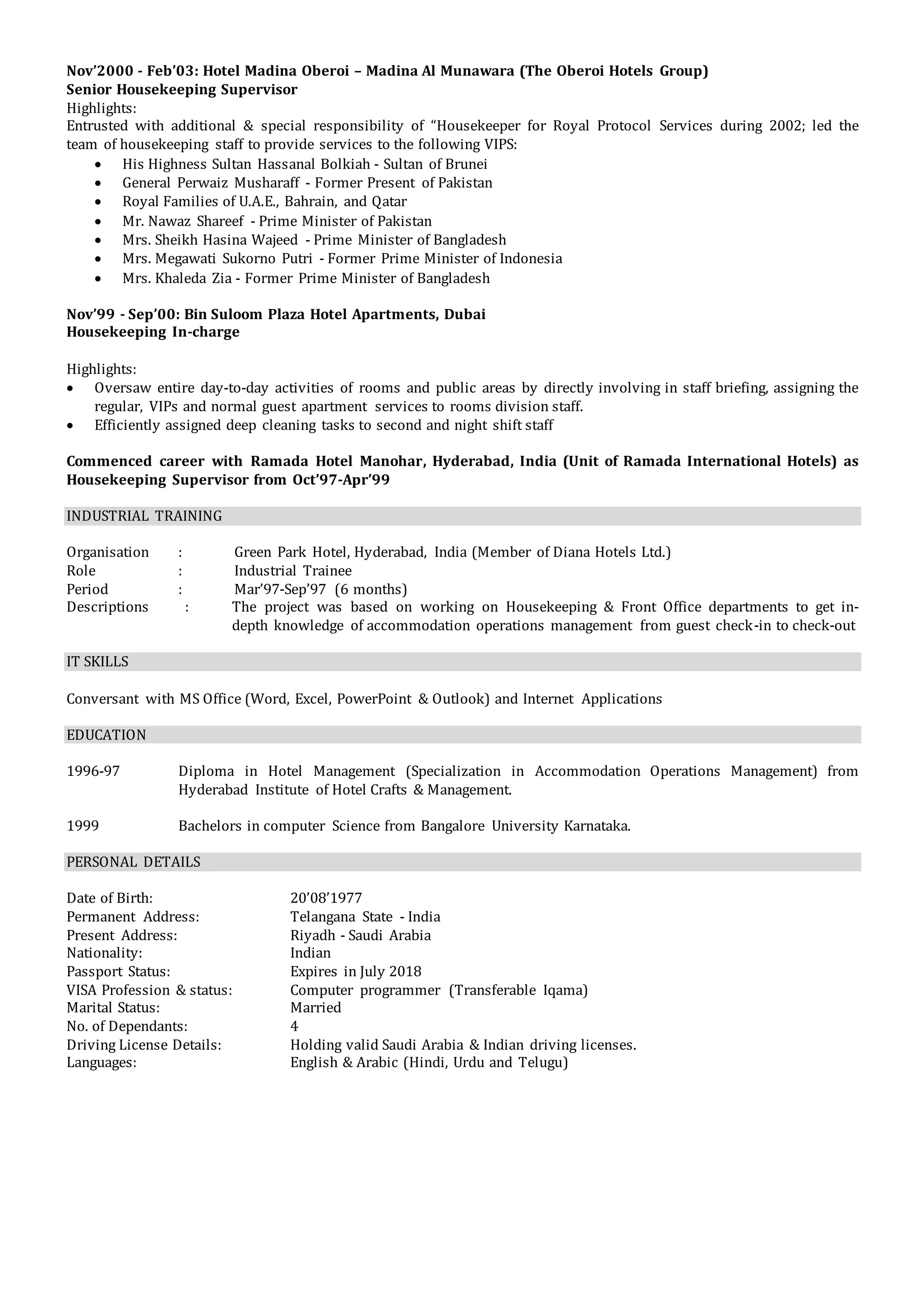 Facilities & Operations Manager CV | DOCX