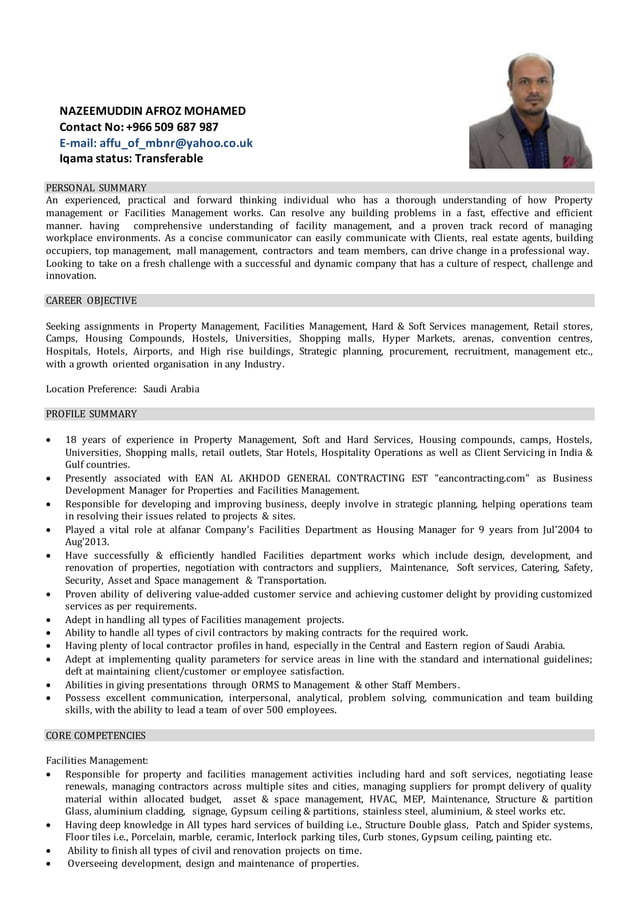 Facilities & Operations Manager CV | PDF