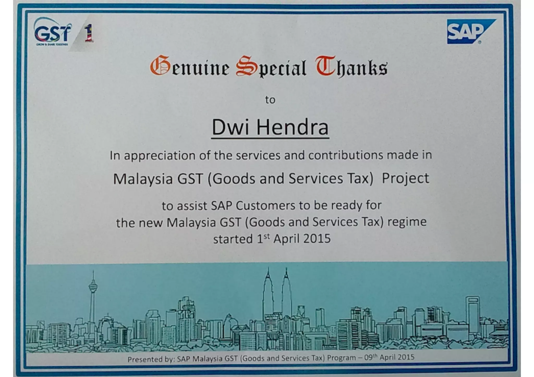 DwiHendra_MY GST_Certificate | PDF