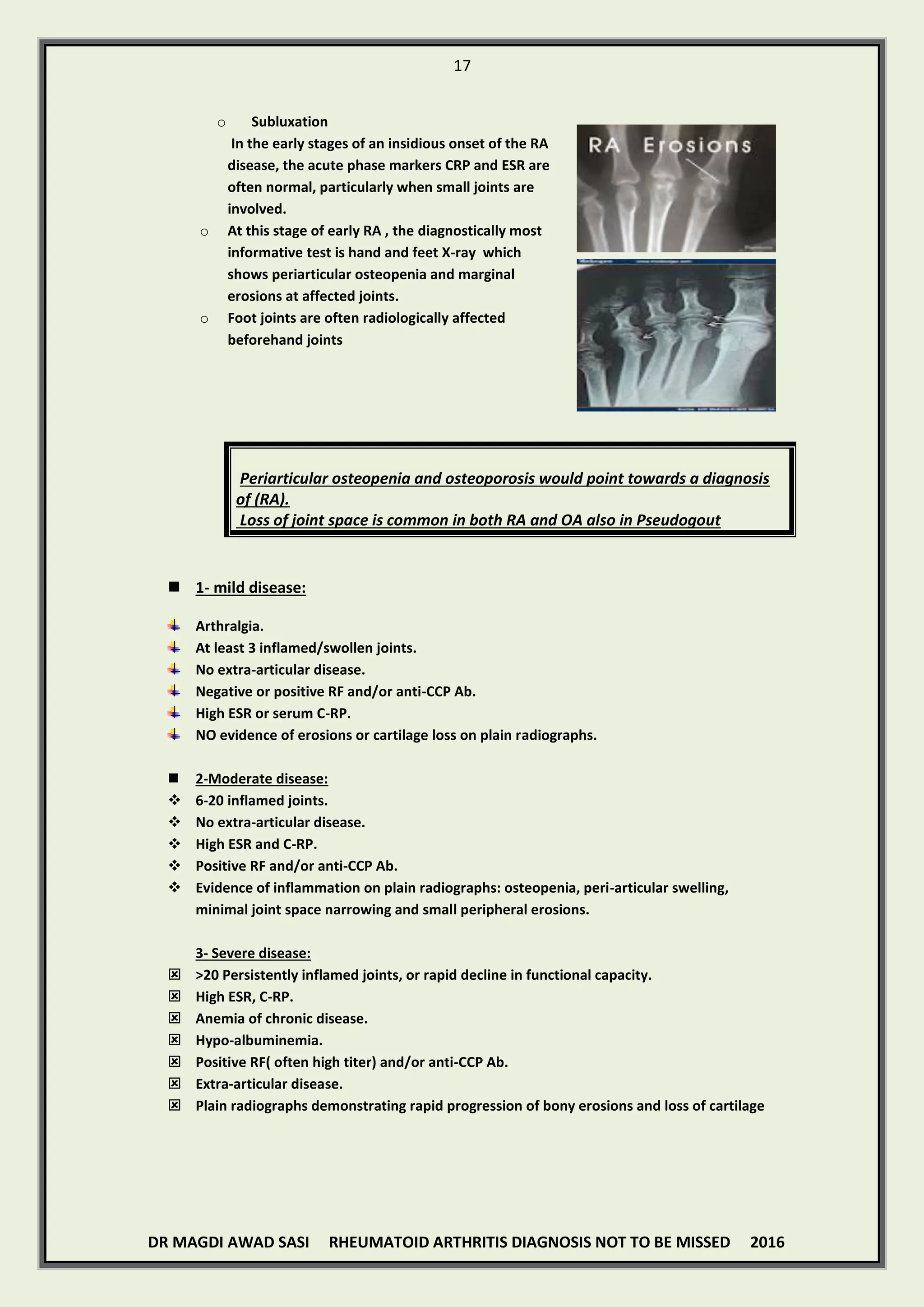 RHEUMATOID ARTHRITIS --DR MAGDI SASI 2016 | PDF