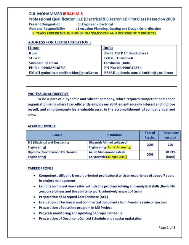 Ibrahim Sr Engineer Electrical _CV | DOCX