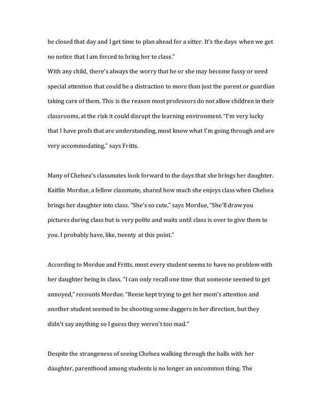 Human Interest Story | DOCX | Daycare and Pre-School | Parenting