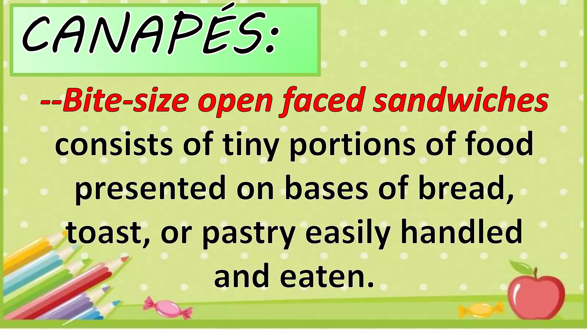 Canapes by Mary Krystle Dawn D. Sulleza | PPTX