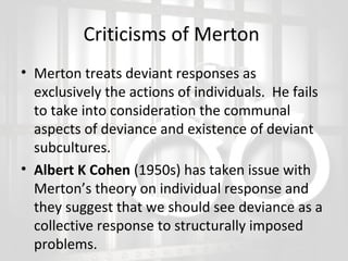 Crime and Deviance - Functionalist Approach | PPT