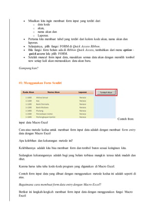 2 cara sederhana dan mudah membuat form input data dengan excel | DOCX