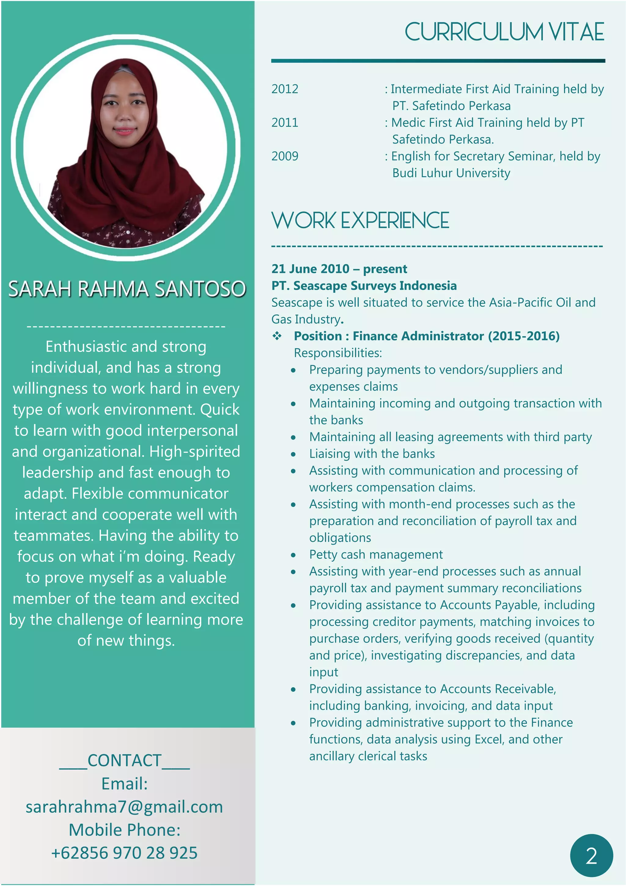 Sarah Rahma S. - CV | PDF