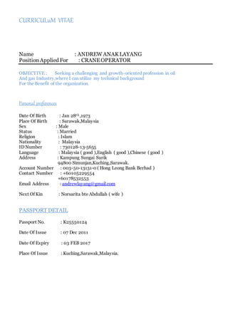 Andrew-CV Crane Operator | PDF