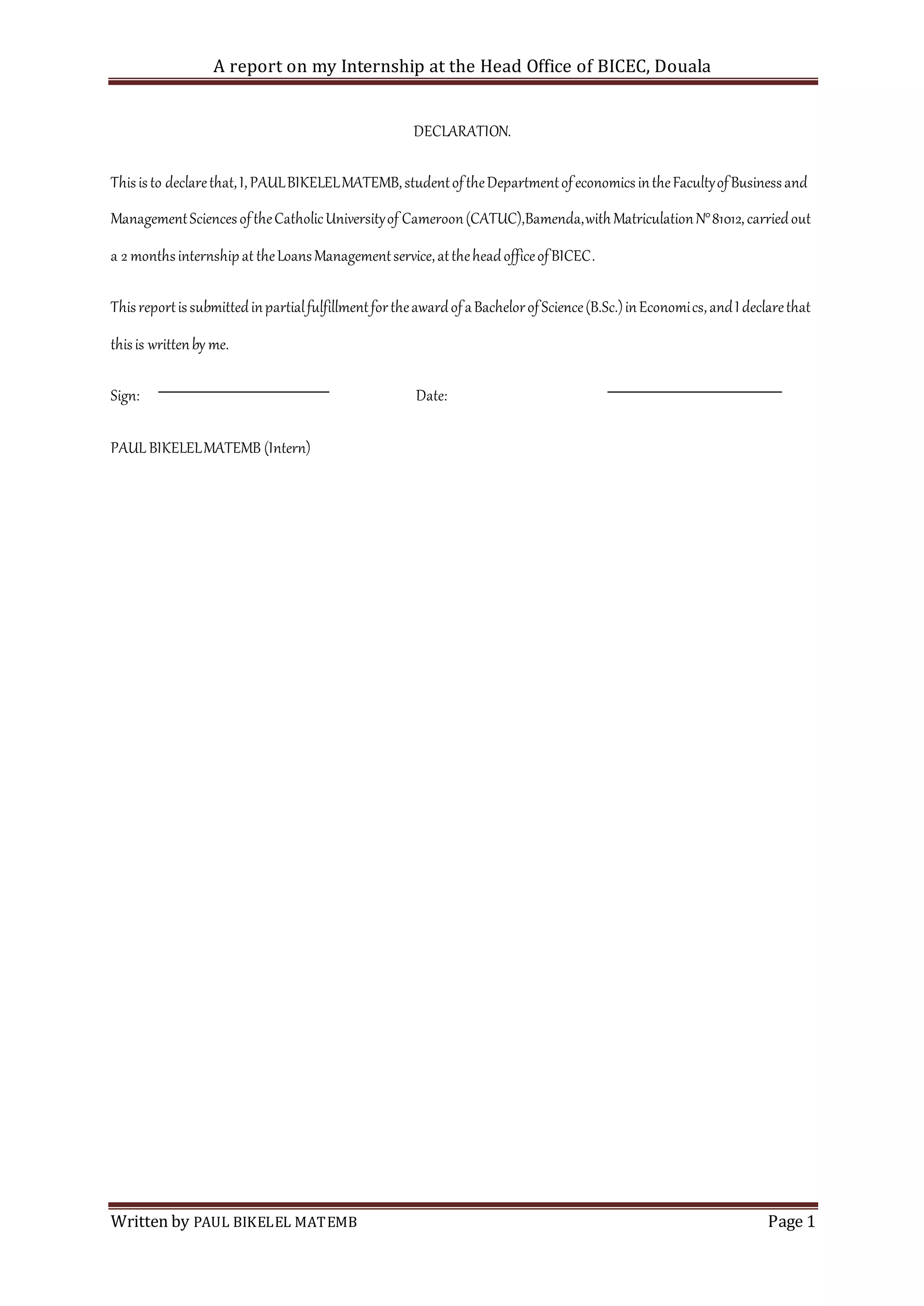My Internship Report (Autosaved) | DOCX
