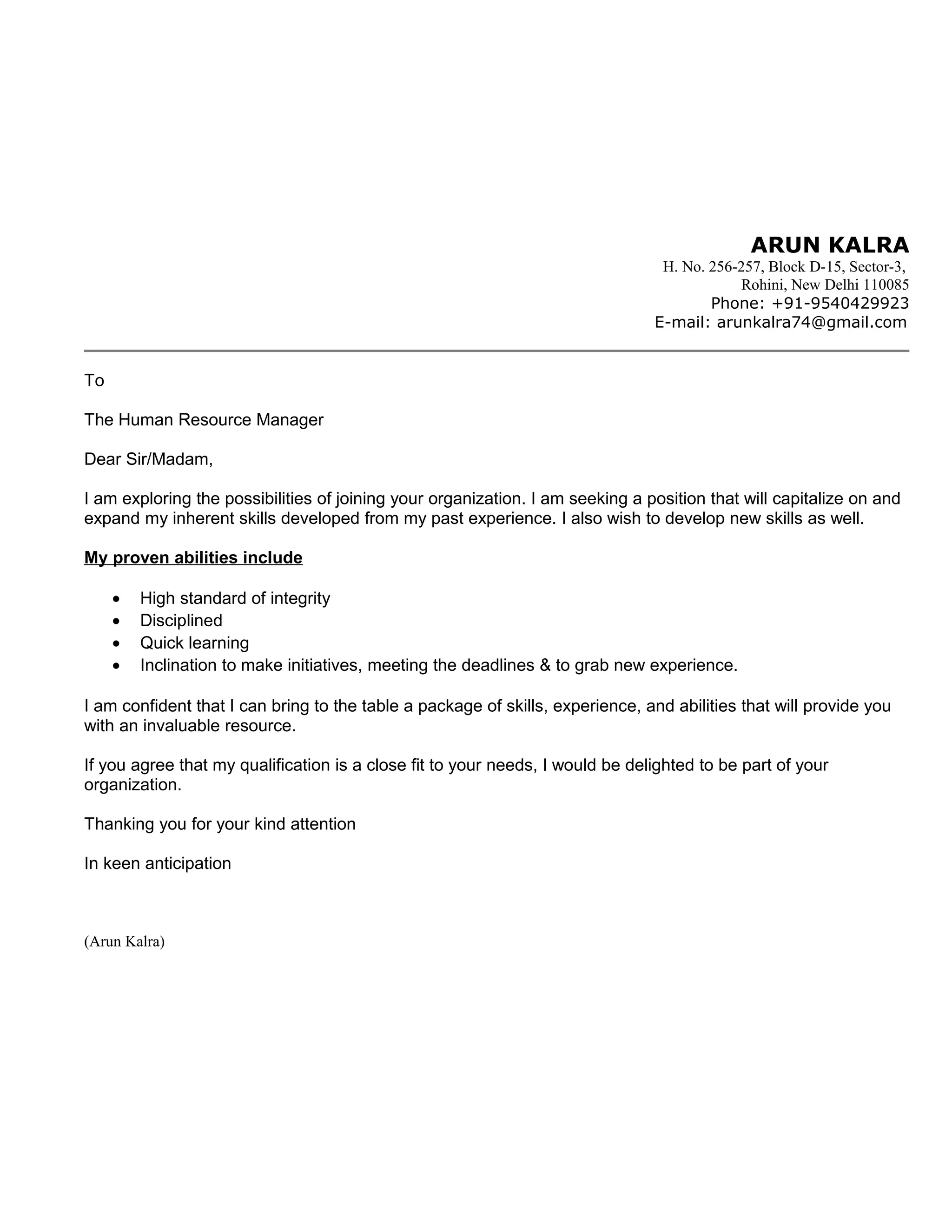 ARUN KALRA Resume | DOC | Business Accounting & Finance | Business