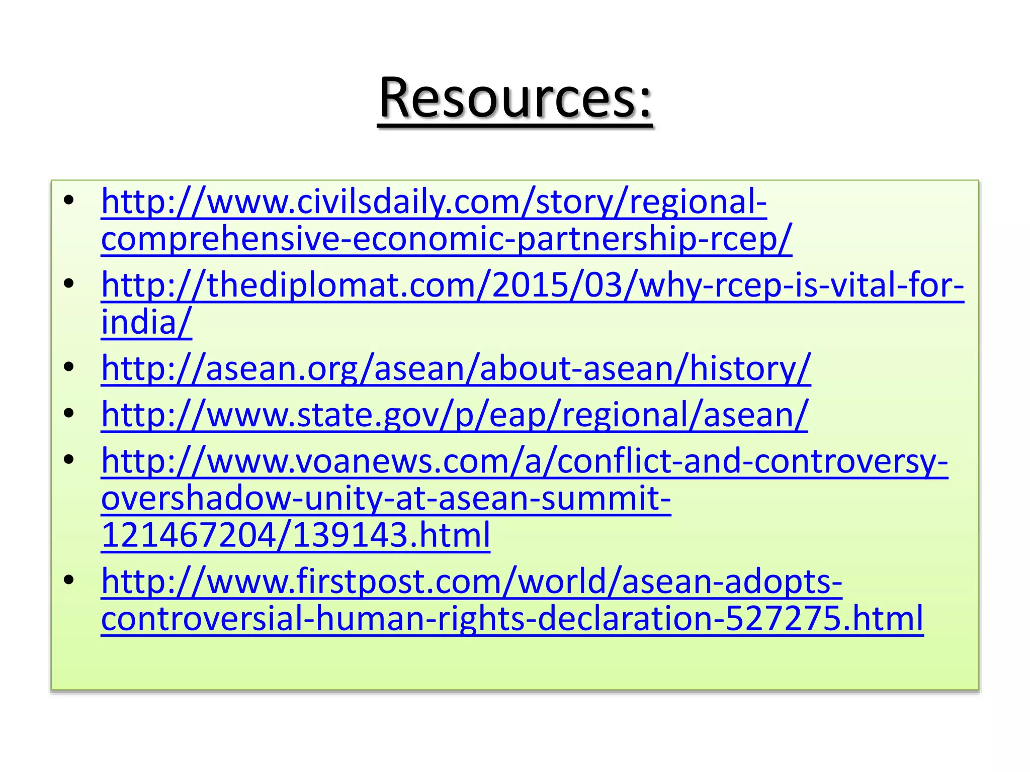 ASEAN and RCEP ppt | PPT
