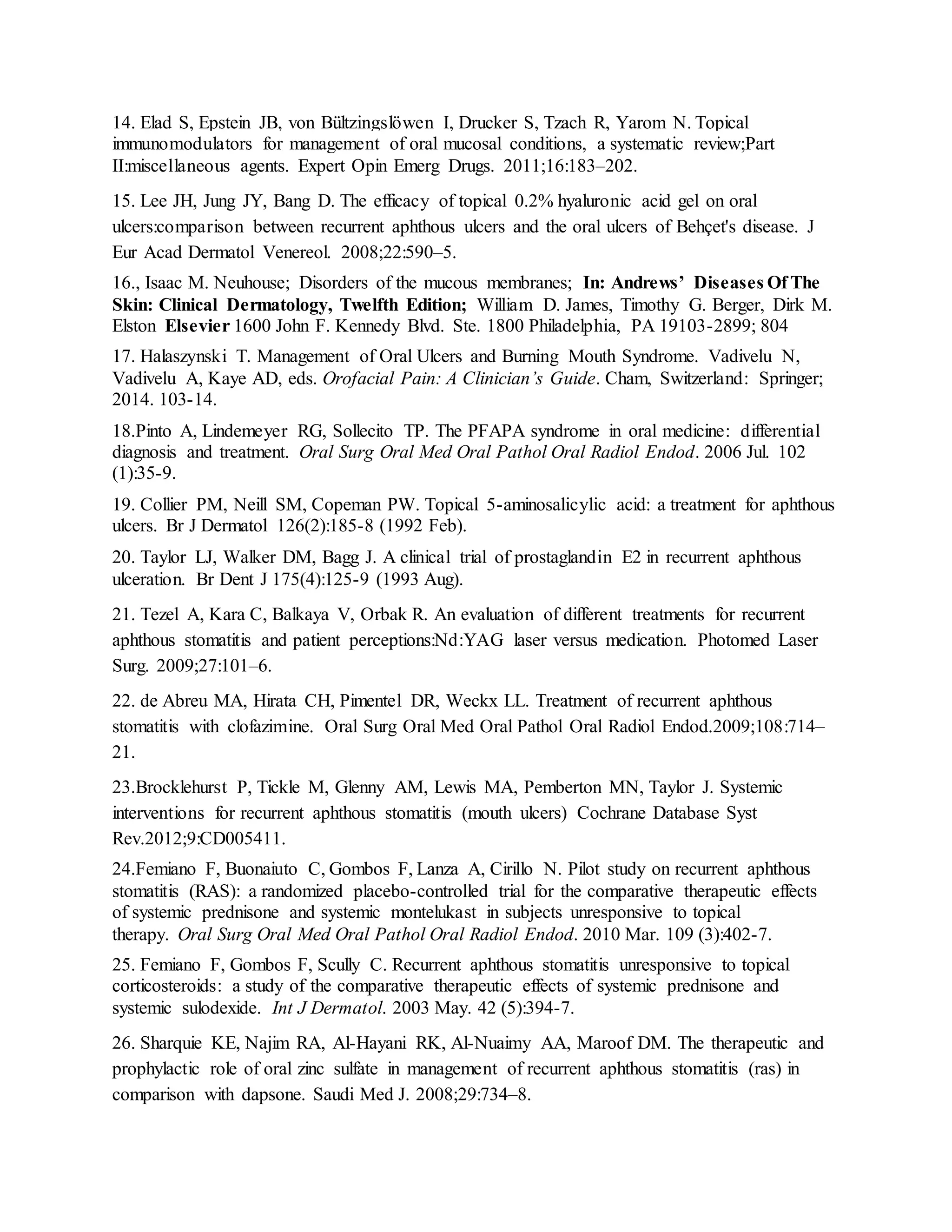 RECURRENT APHTHOUS STOMATITIS Azmiree binte aslam | DOCX