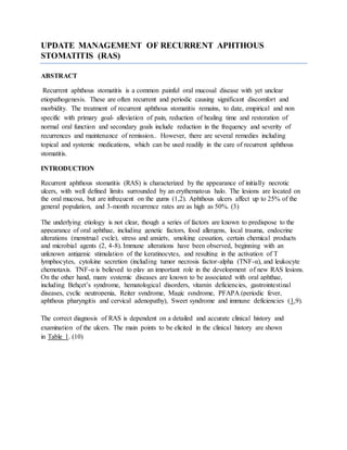 RECURRENT APHTHOUS STOMATITIS Azmiree binte aslam | DOCX