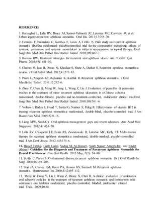 RECURRENT APHTHOUS STOMATITIS Azmiree binte aslam | DOCX