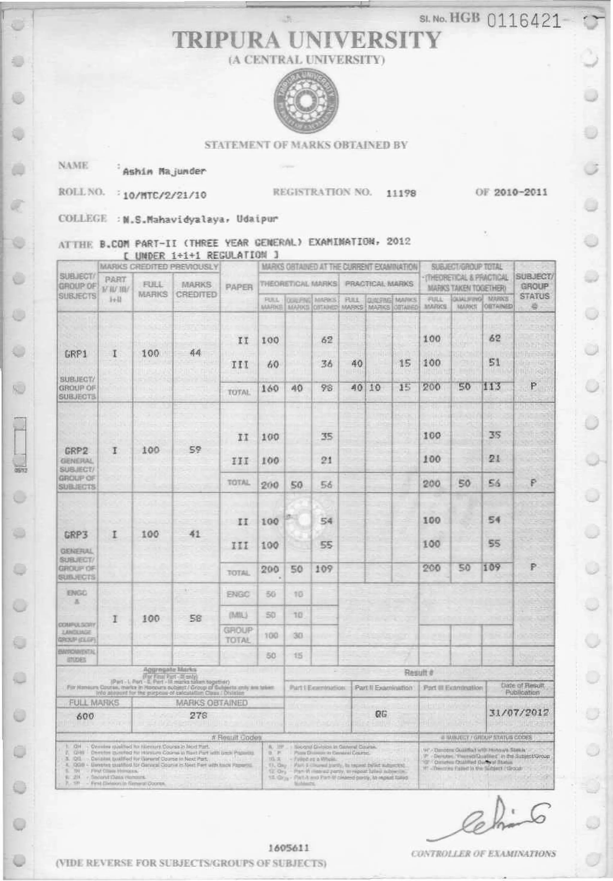 Graduation Marksheets B&W | PDF | Free Download