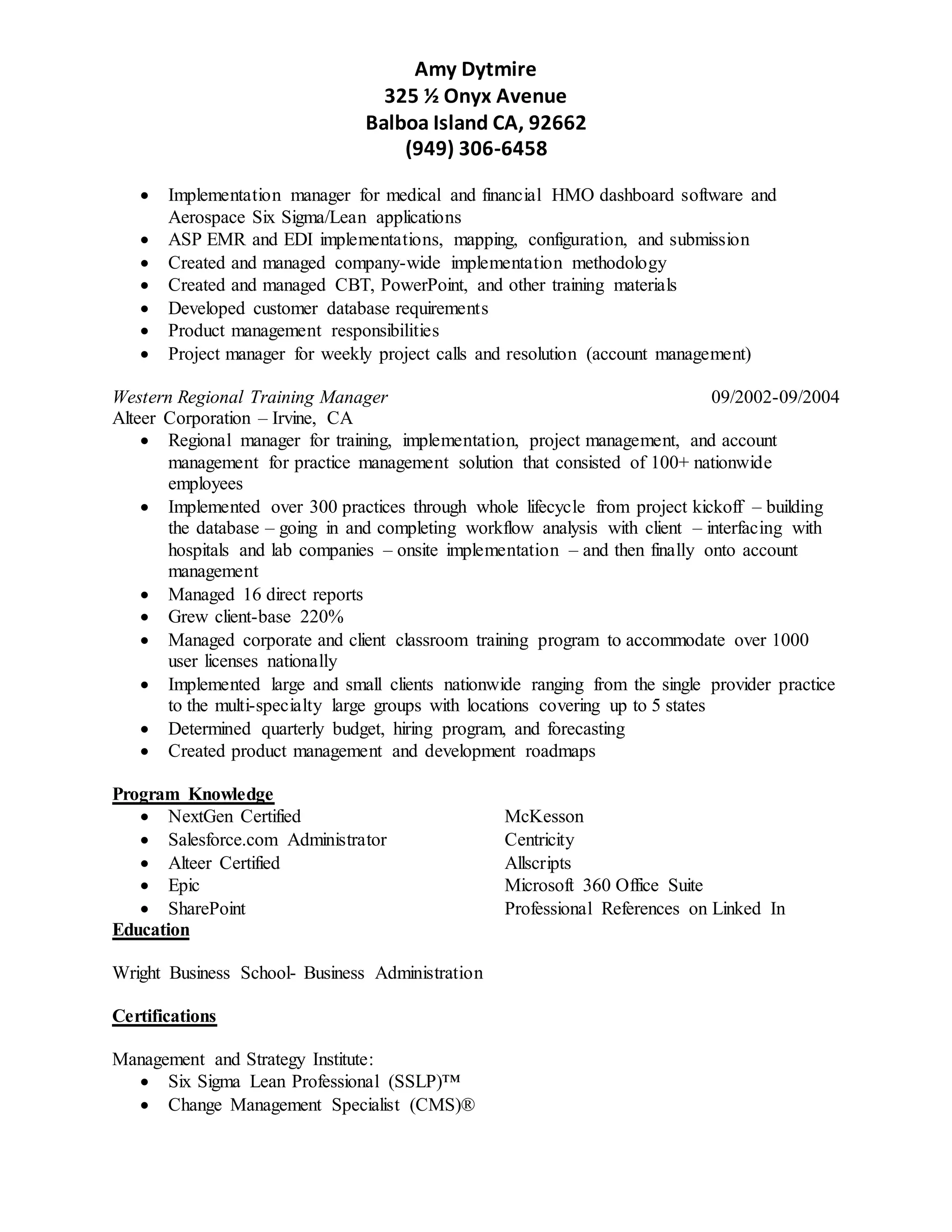Amy Dytmire Resume 2016 | DOCX