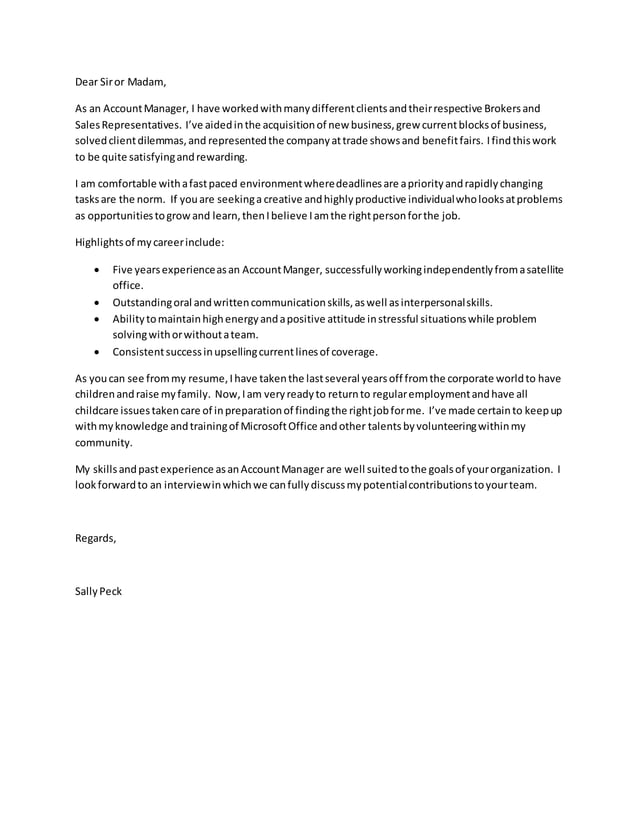 Sally Peck Cover Letter | DOCX