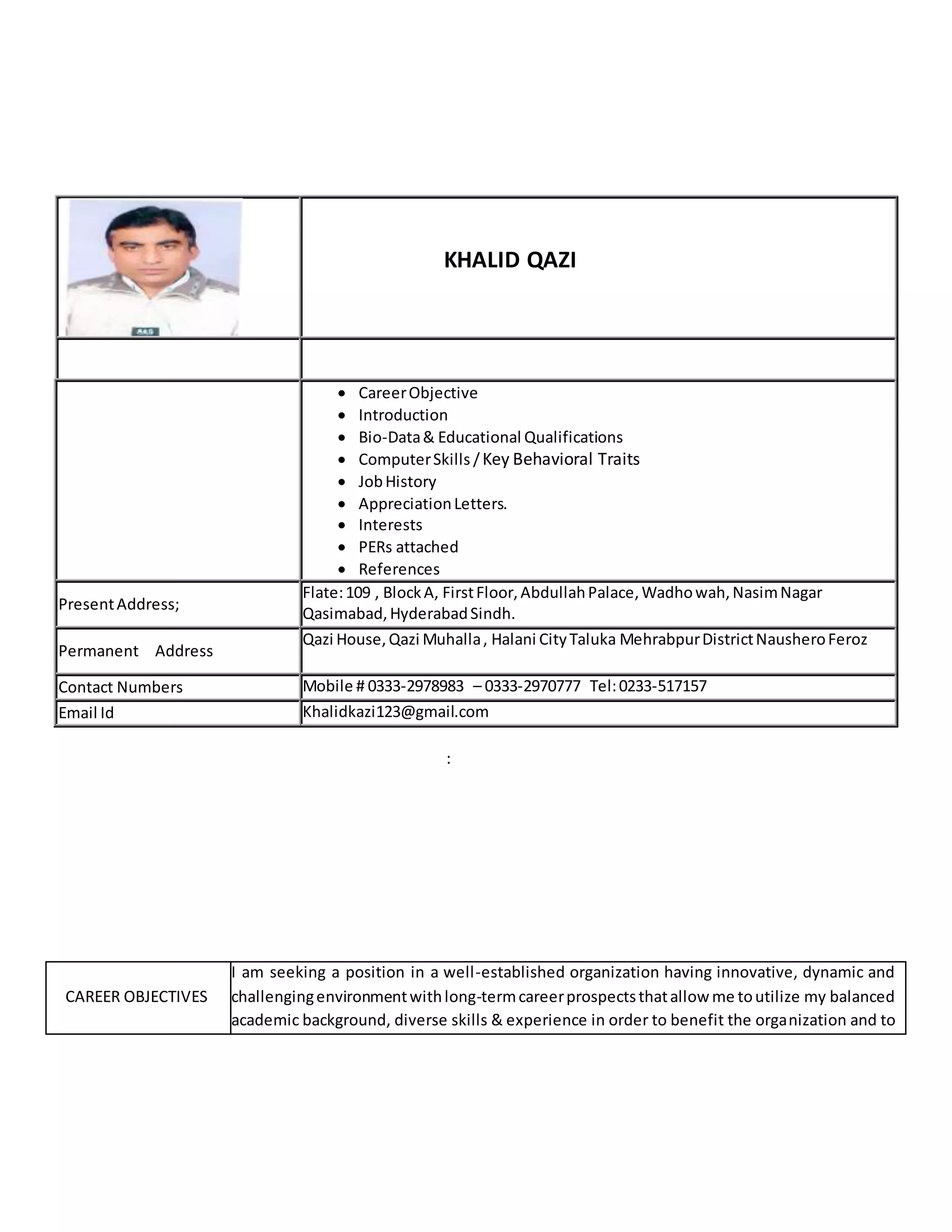 CV-khalid Mujataba Qazi | PDF