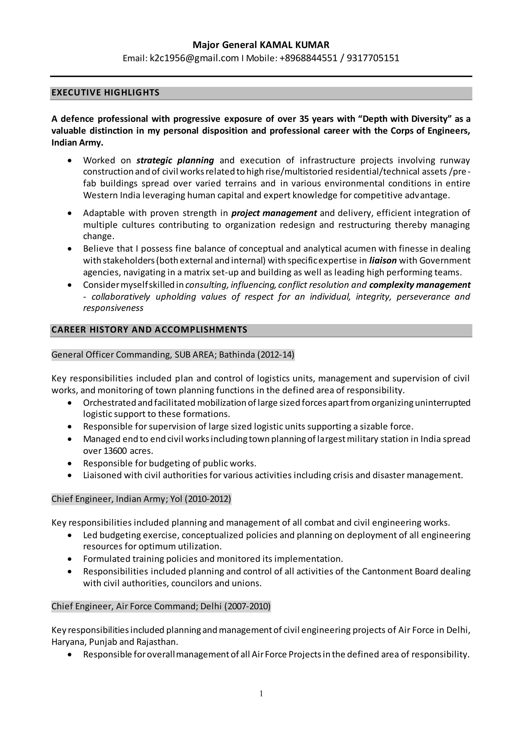 Maj Gen Kamal_CV | DOCX