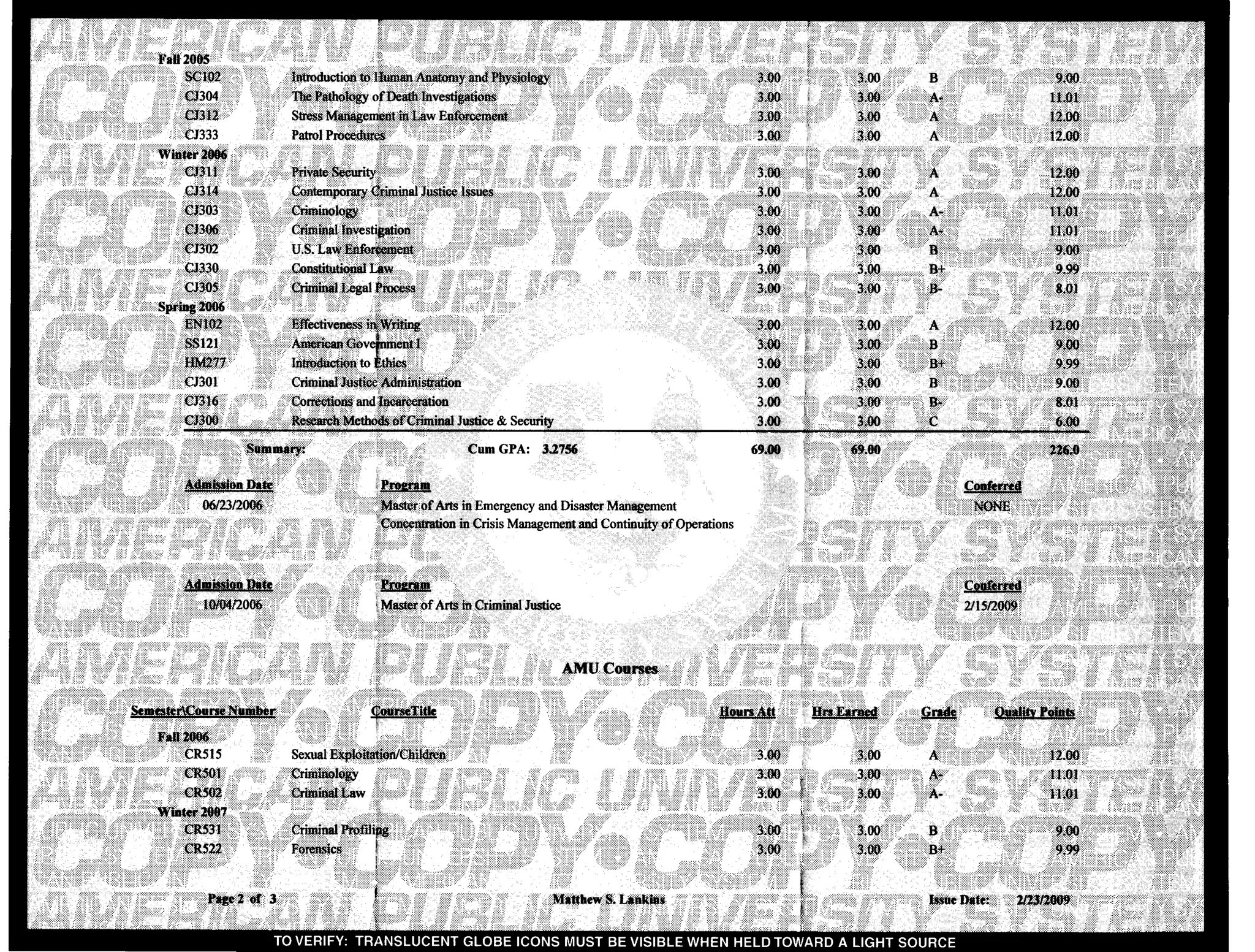 AMU Official Transcript 032209 | PDF