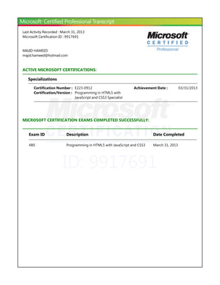 Microsoft-Transcript | PDF