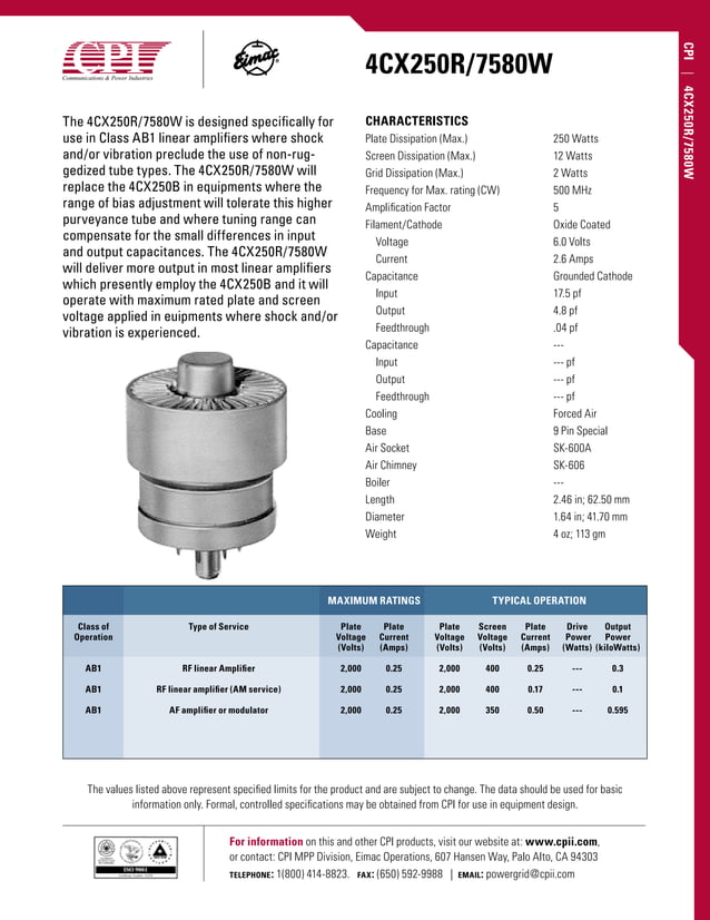 Tube Data Sheet | PDF