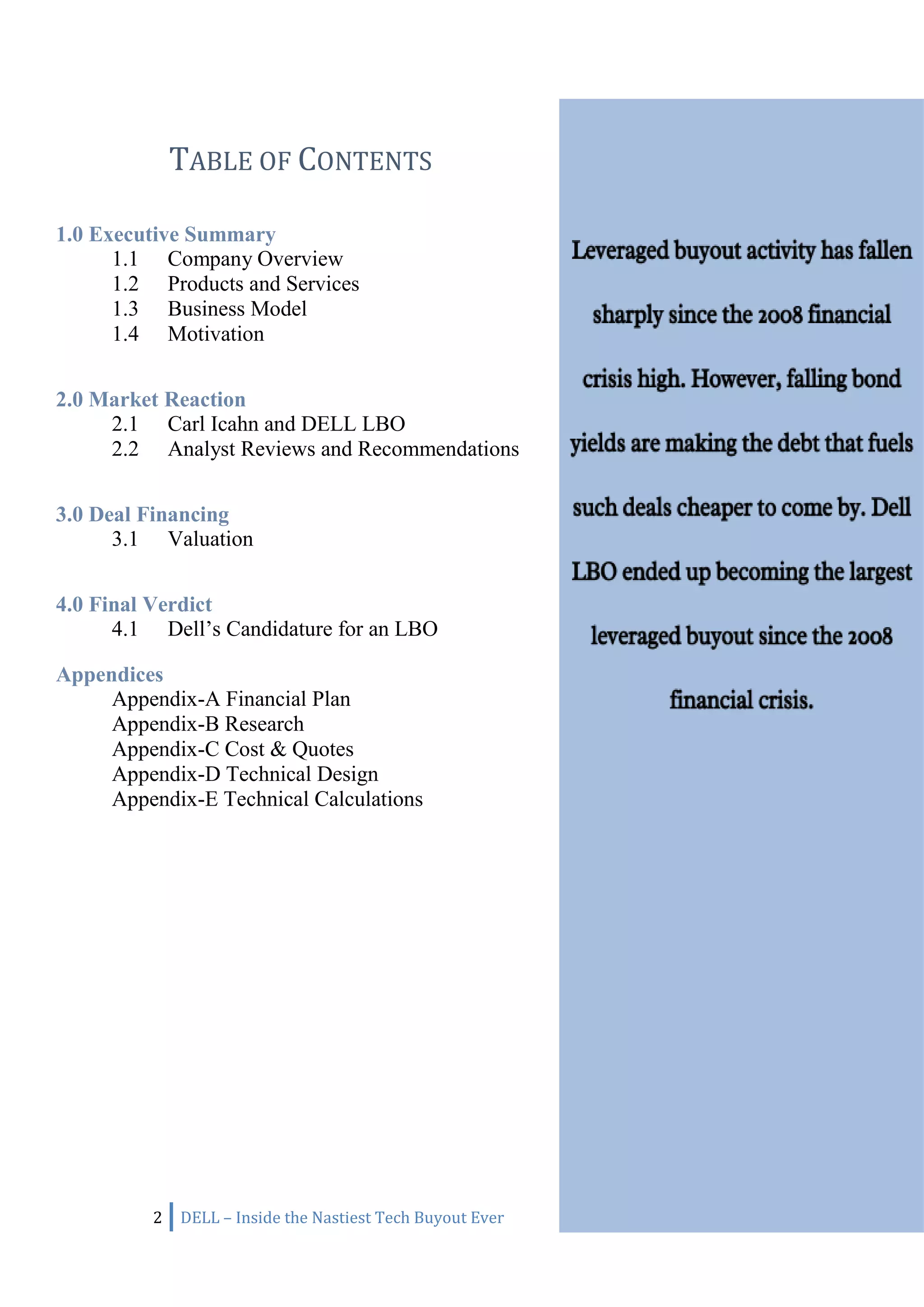 DELL Leverage Buyout - Writing Sample | PDF