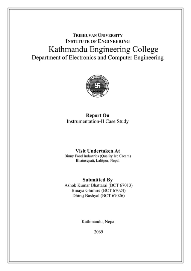 Instrumentation II :: Case Study Report (IOE, TU) | PDF