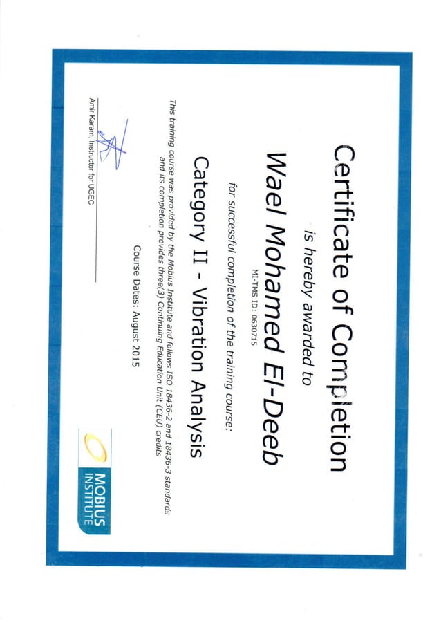 Vibration Analysis Certificate Cat II (Mobius) | PDF