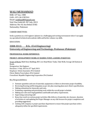 Wali Muhammad CV | PDF