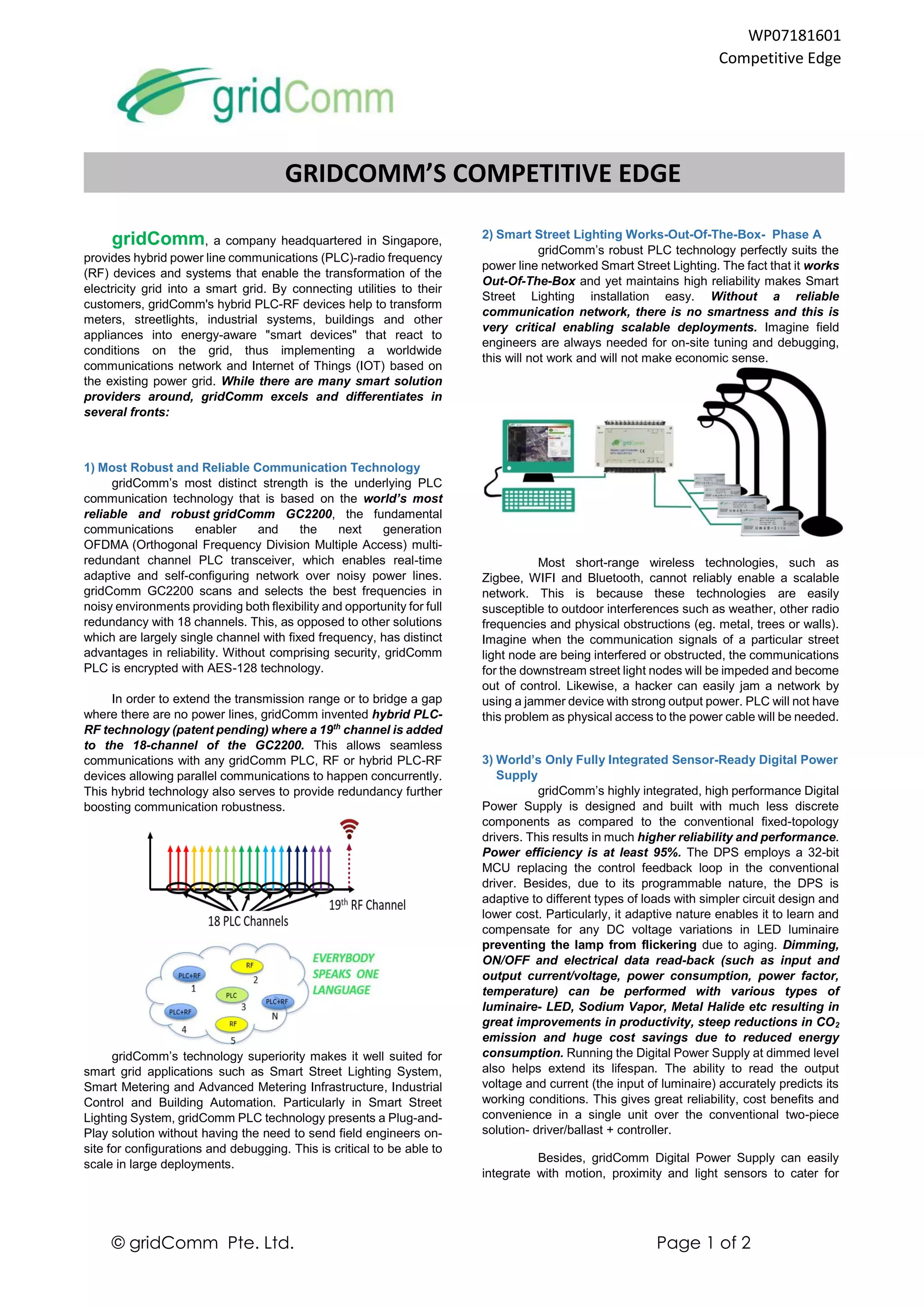 gridComm's Competitve Edge-2 pager | PDF | Internet of Things | Internet
