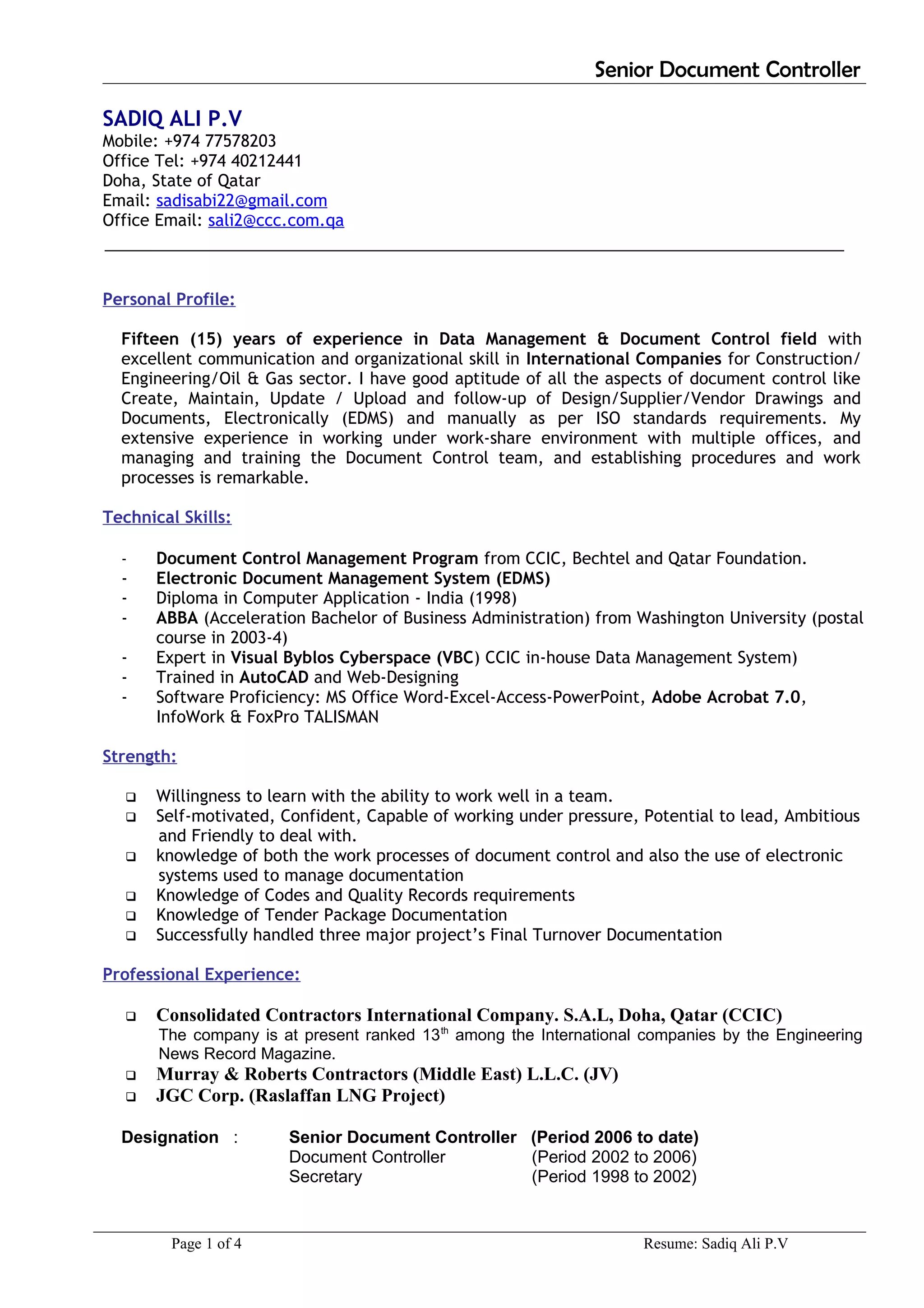 Sadiq-CV- Document Controller | DOC
