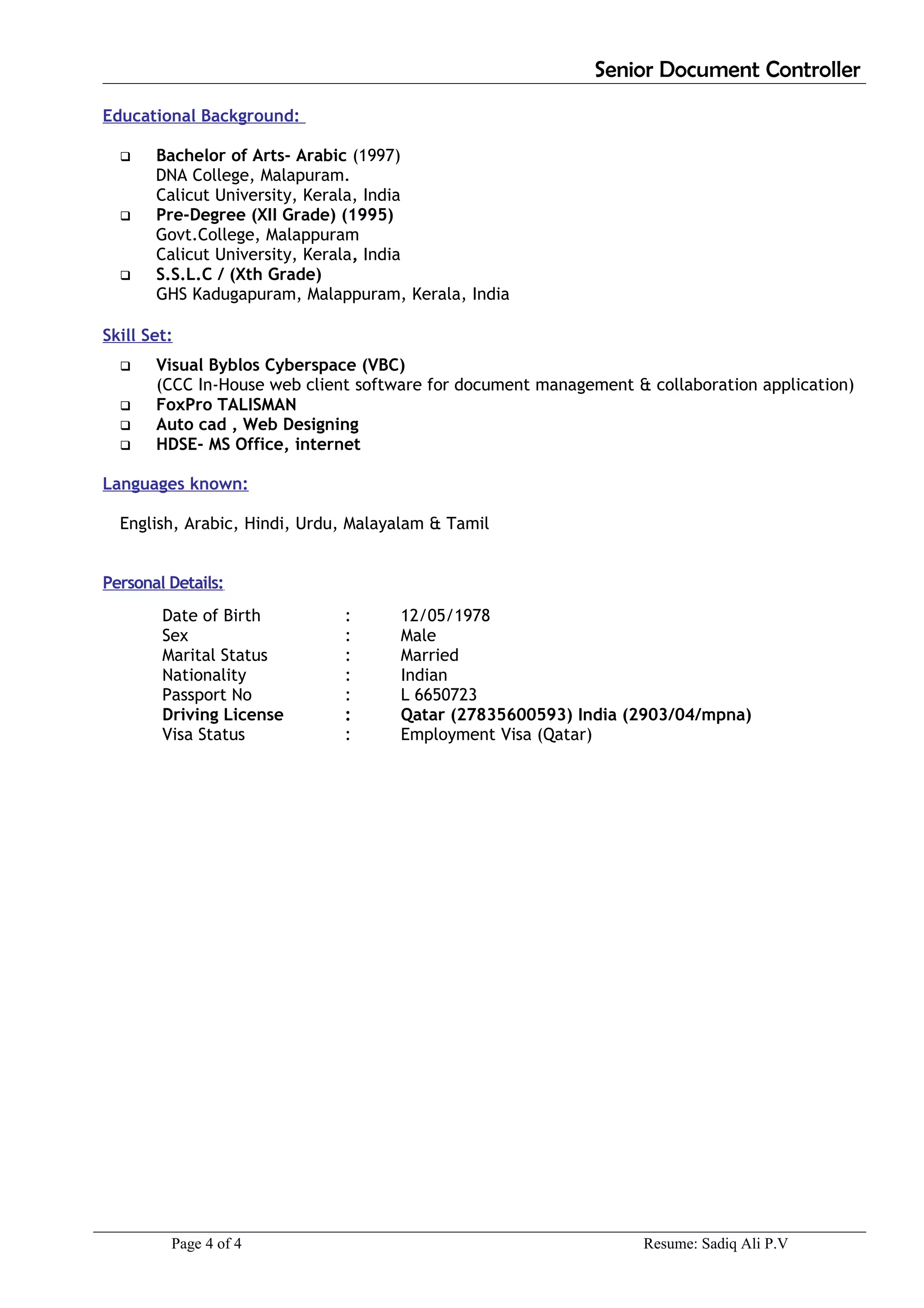 Sadiq-CV- Document Controller | DOC
