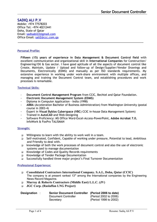 Sadiq-CV- Document Controller | DOC