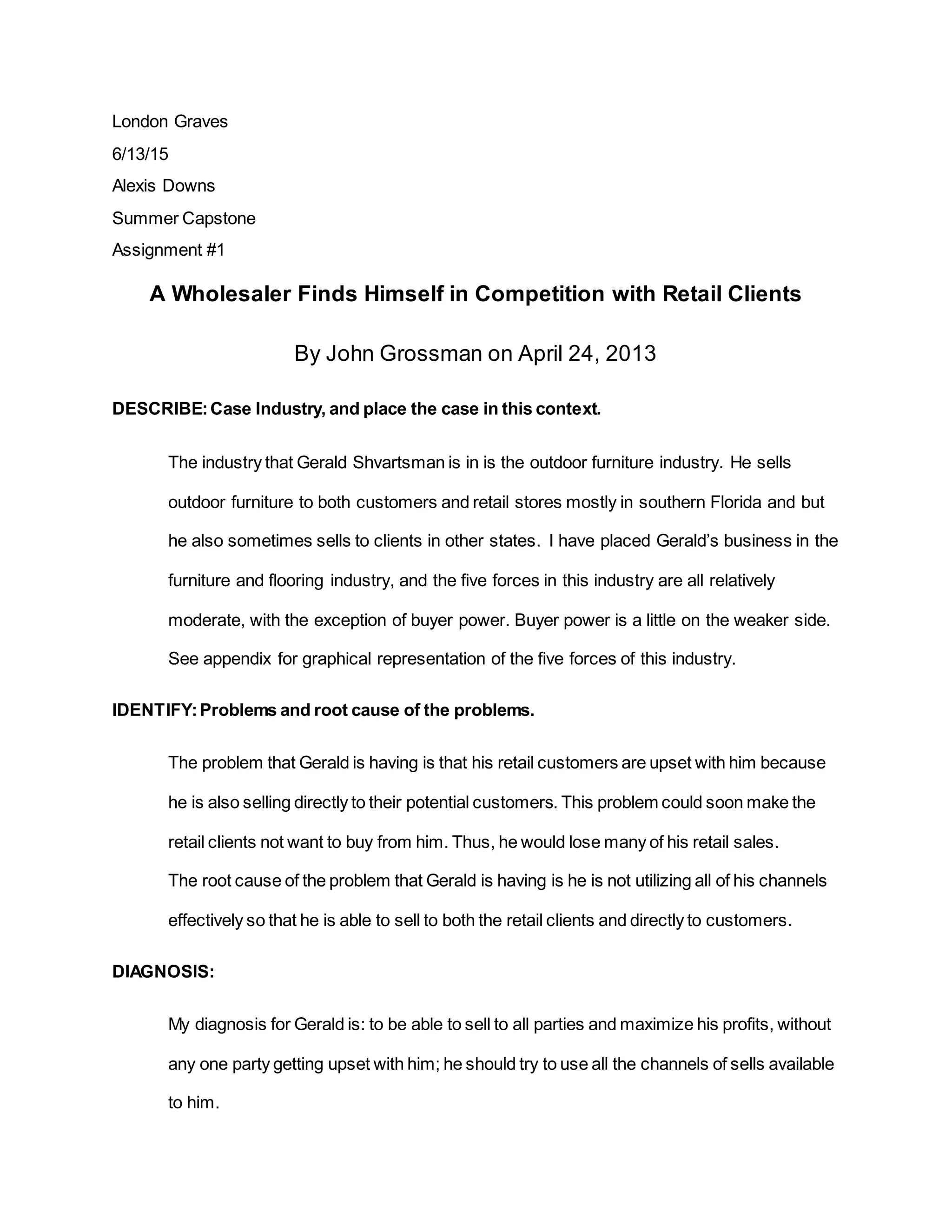 Assignment #1 | DOCX | Sales | Business