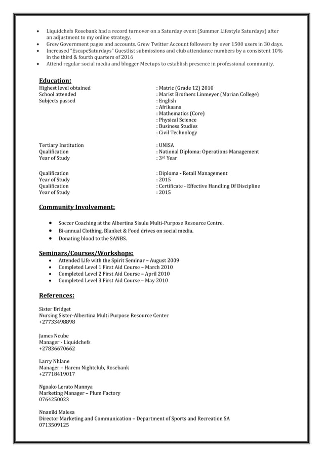 CV - Bongani Khumalo | PDF