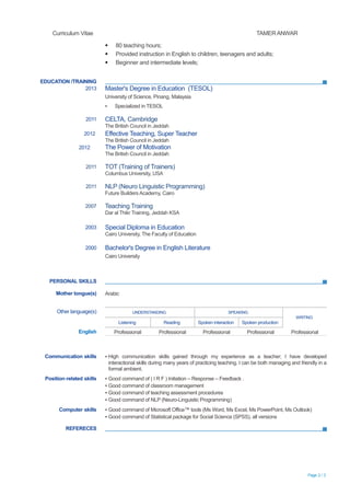 Tamer Anwar - CV (1) (2) | PDF