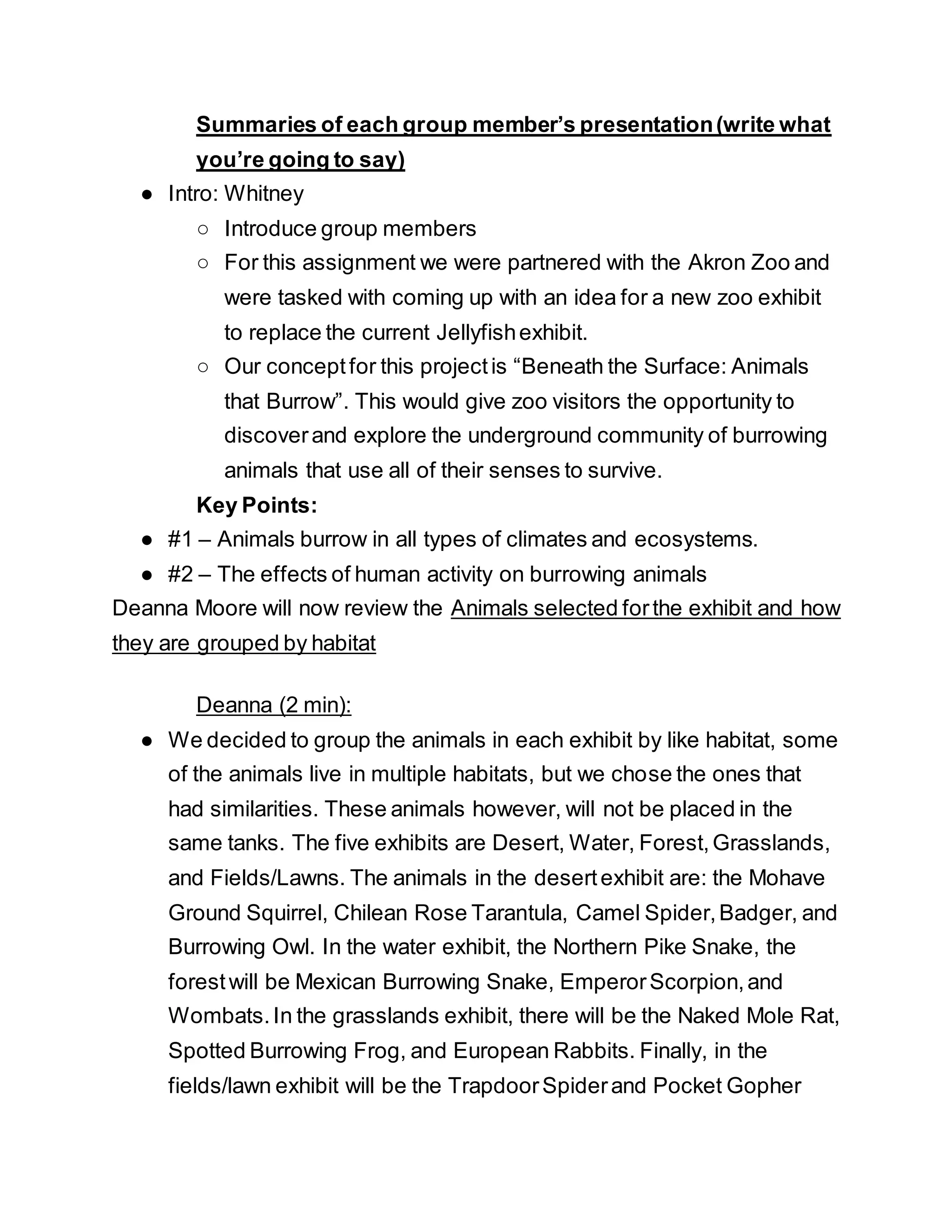 Zoo Presentation | DOCX