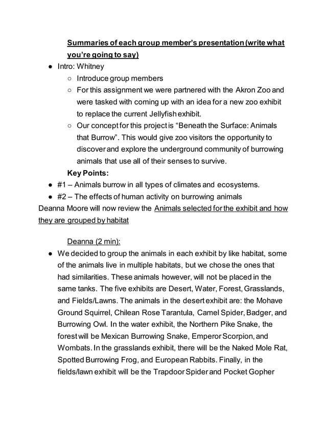 Zoo Presentation | DOCX