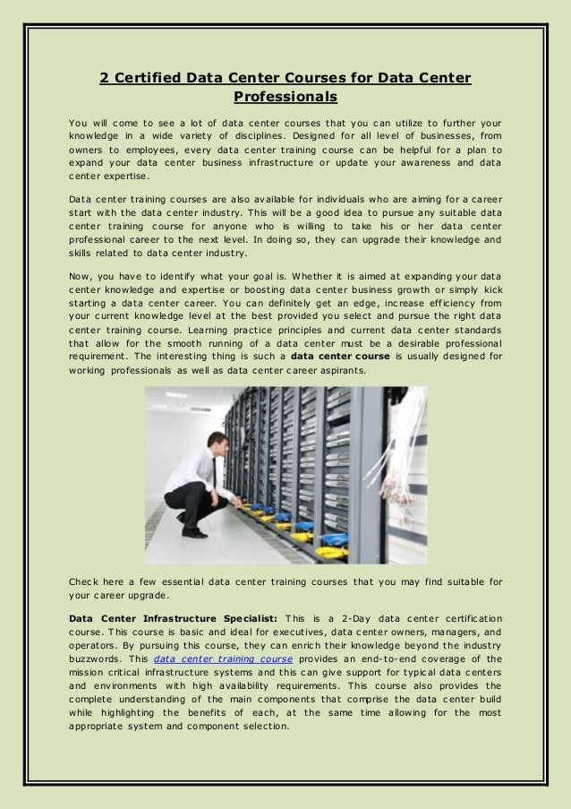 2 Certified Data Center Courses for Data Center Professionals