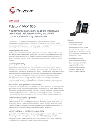 Polycom VVX 500 HD Phone Specs | PDF