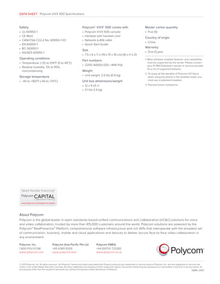 Polycom VVX 500 HD Phone Specs | PDF