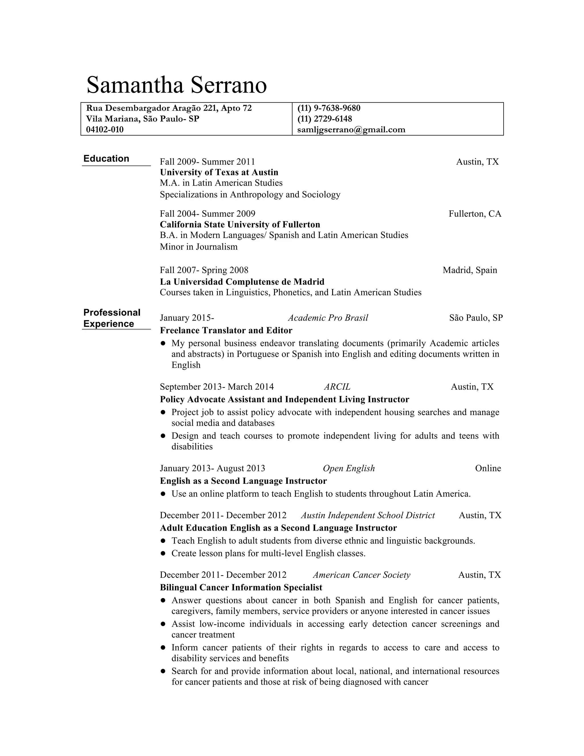 CVSerrano | PDF | Cancer | Diseases and Conditions
