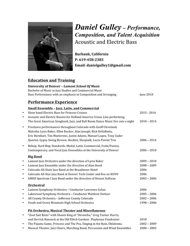 PERFORMANCE RESUME DANIEL GULLEY | PDF