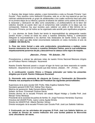 Programa de clausura. | DOC