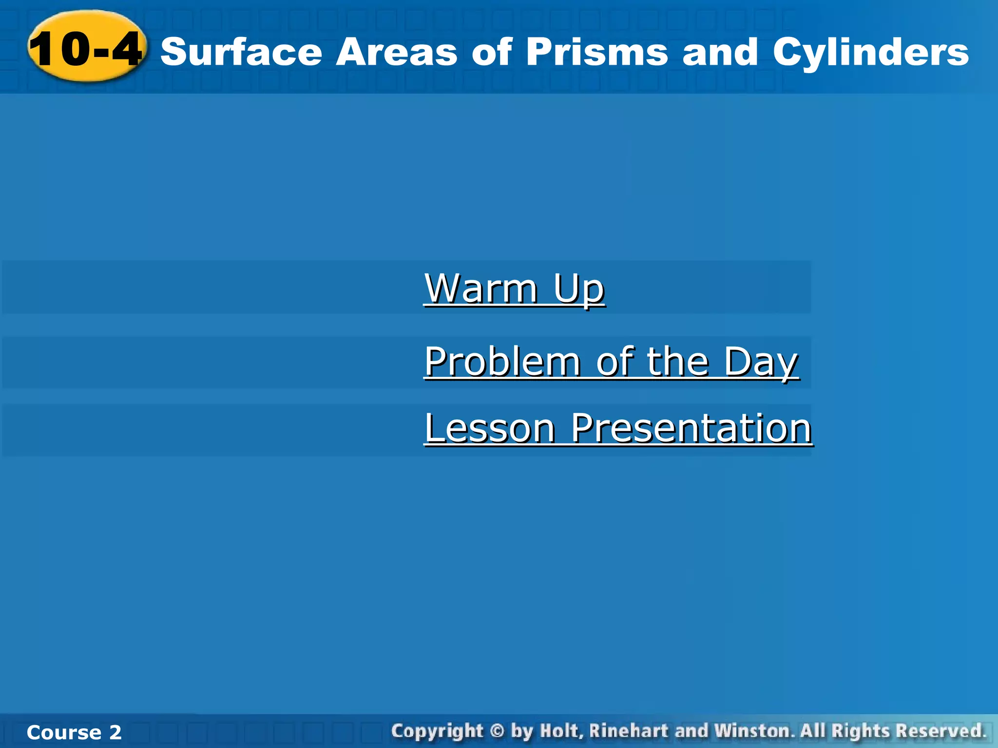 Surface ARea of Prisms and Cylinders | PPT | Physics | Science