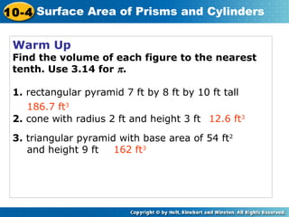 Surface ARea of Prisms and Cylinders | PPT