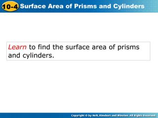 Surface ARea of Prisms and Cylinders | PPT